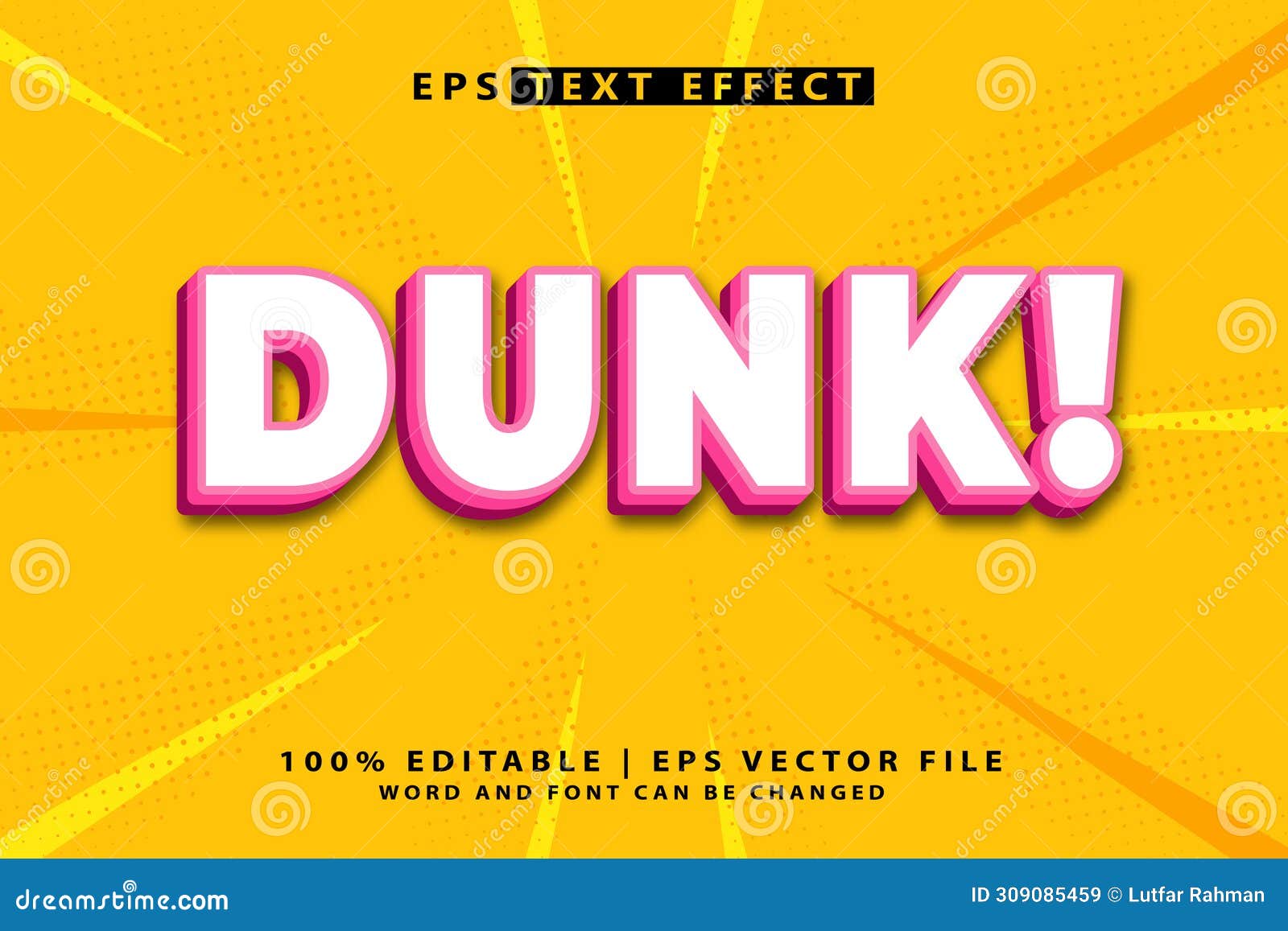 Dunk 3d Editable Text Effect Vintage Color Stock Vector - Illustration ...