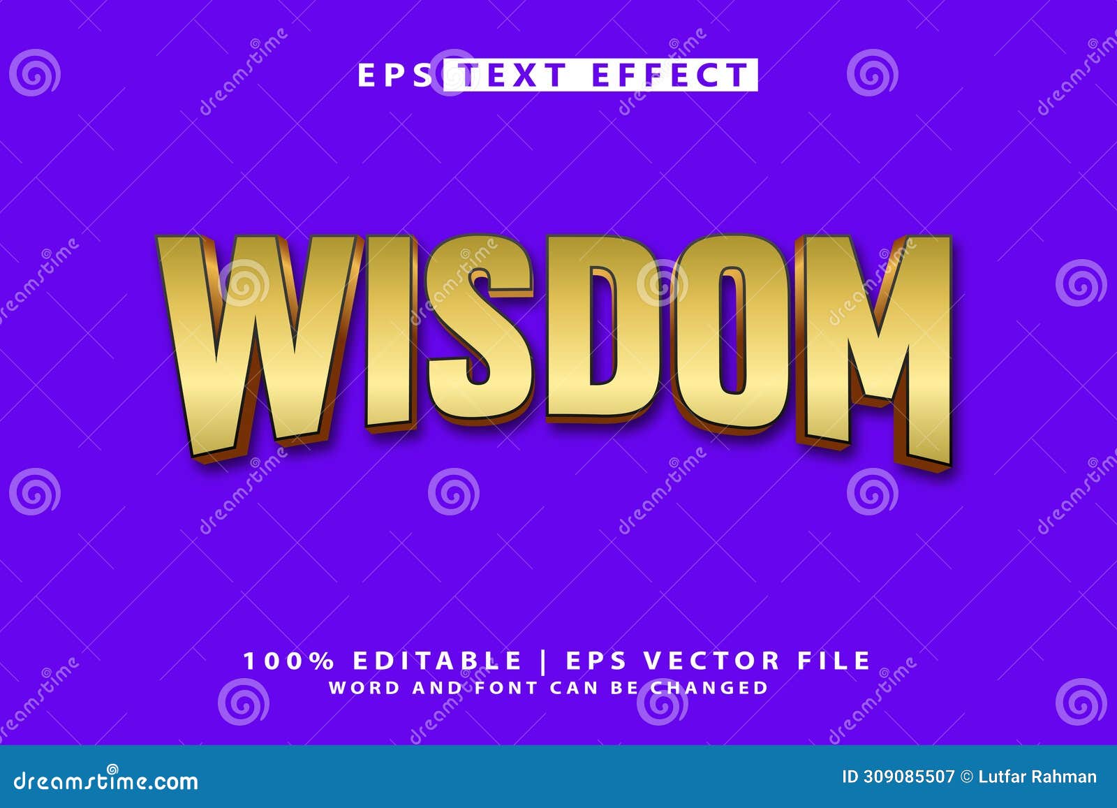 Wisdom 3d Editable Text Effect Vintage Color Stock Illustration ...