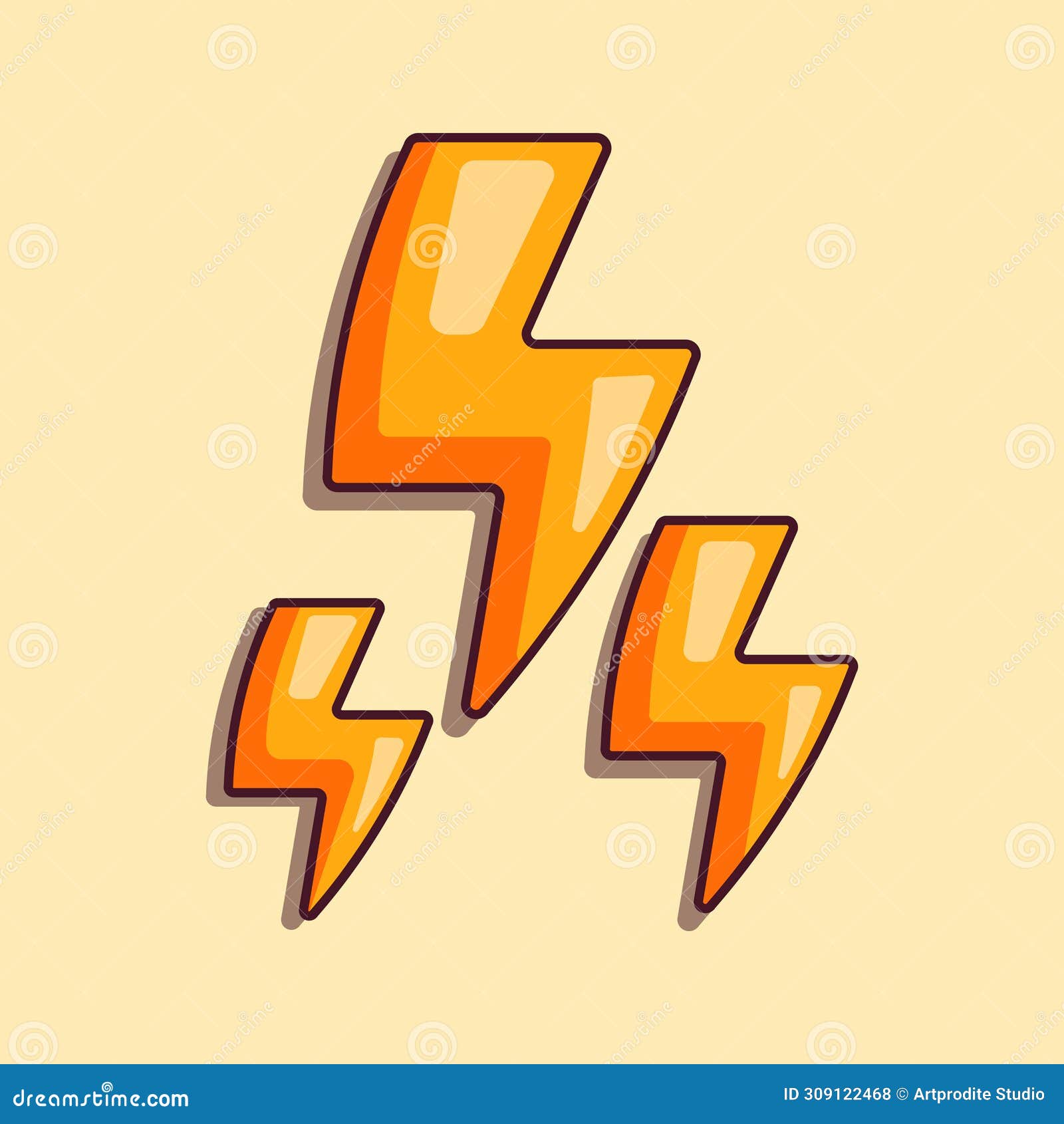 Bolt Lighting Yellow Cartoon Vector Illustration. Stock Vector ...