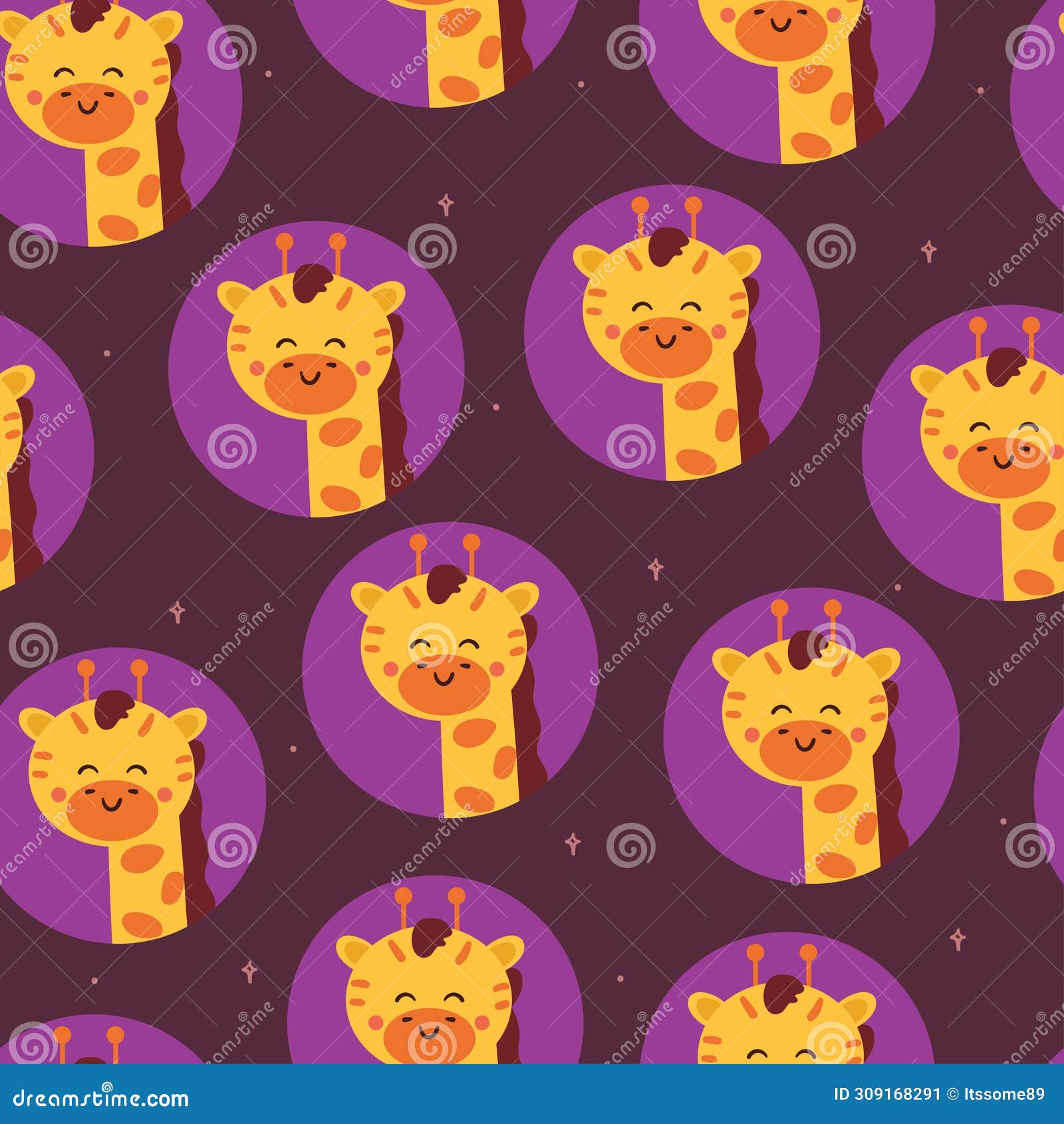Seamless Pattern Cartoon Giraffe Stock Vector - Illustration of safari ...