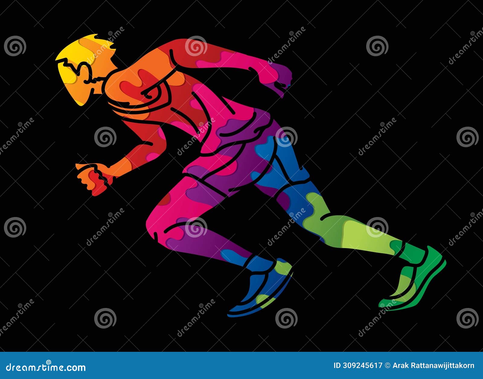 A Man Running Action Speed Movement Marathon Runner Cartoon Sport ...