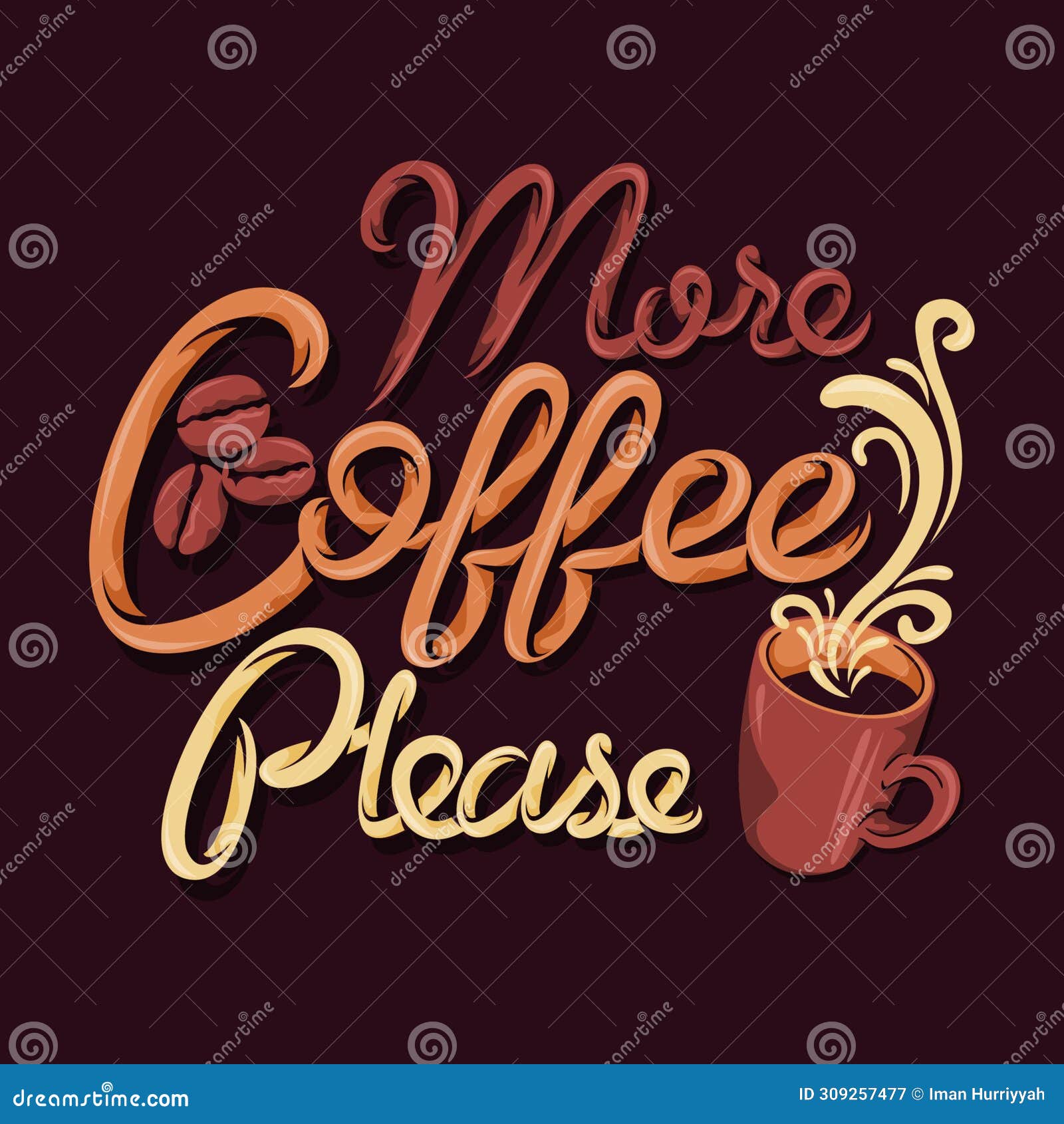 Coffee, Please Request Or Slogan Handwritten With Cursive Calligraphic ...