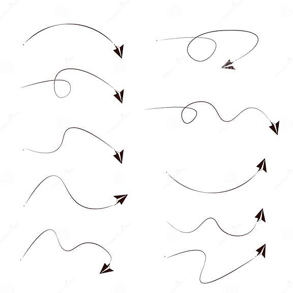 Set of dashed line arrows stock illustration. Illustration of sketch ...