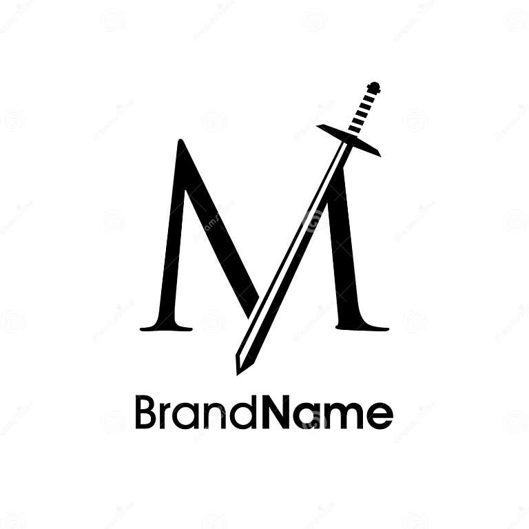 Simple and Luxury Initial M Sword Logo Stock Vector - Illustration of ...