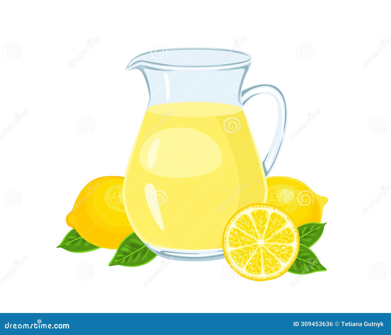 Lemonade Pitcher Isolated on White Background. Fresh Citrus Drink in ...