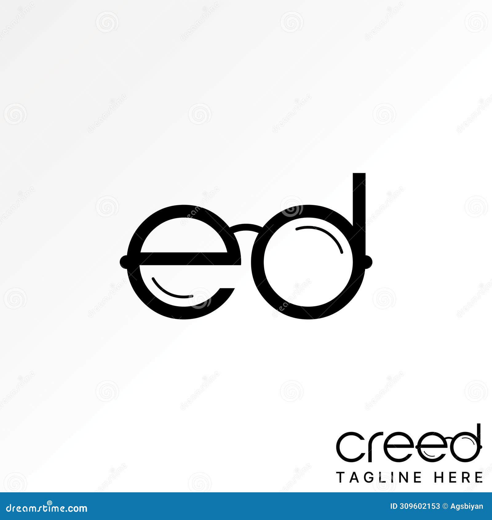 Sign Letter Initial ED Font Like Eye Glasses Sunglasses Vision. Related ...