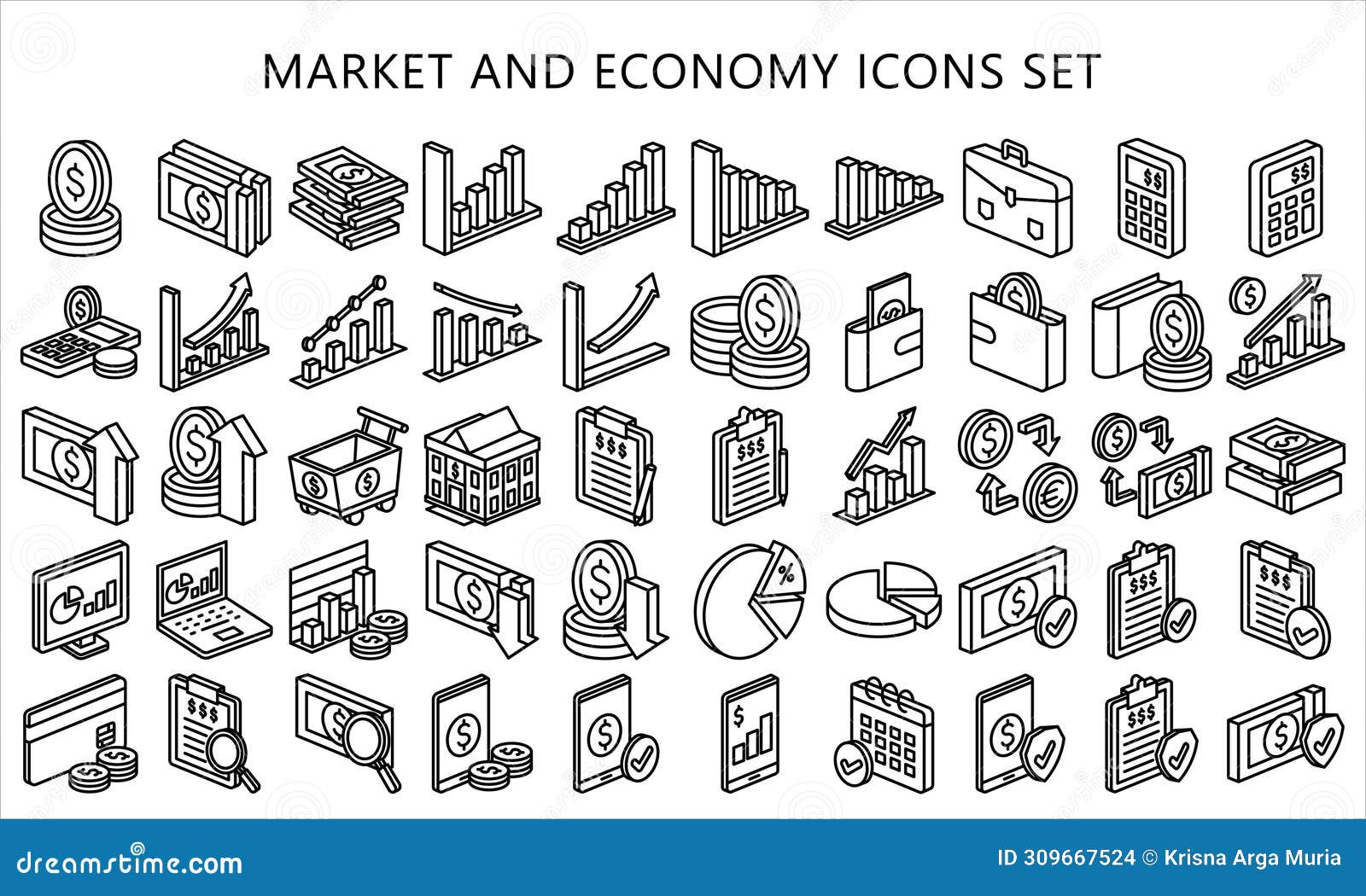 Market and Economy Isometric Icons Pack Stock Vector - Illustration of ...