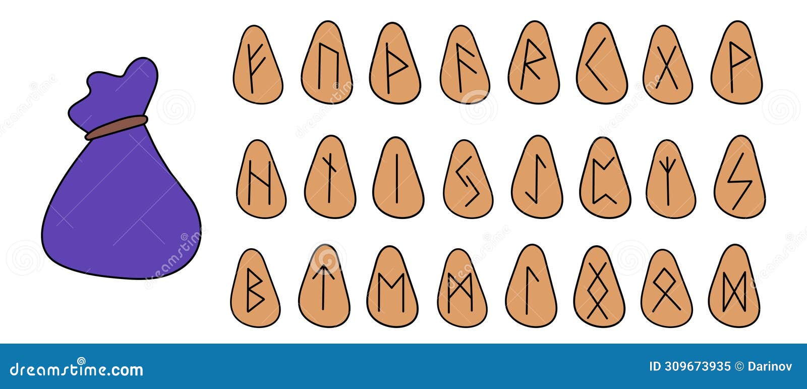 The Runes Of Scandinavia. Vector Illustration Of A Runic Layout. Senior ...