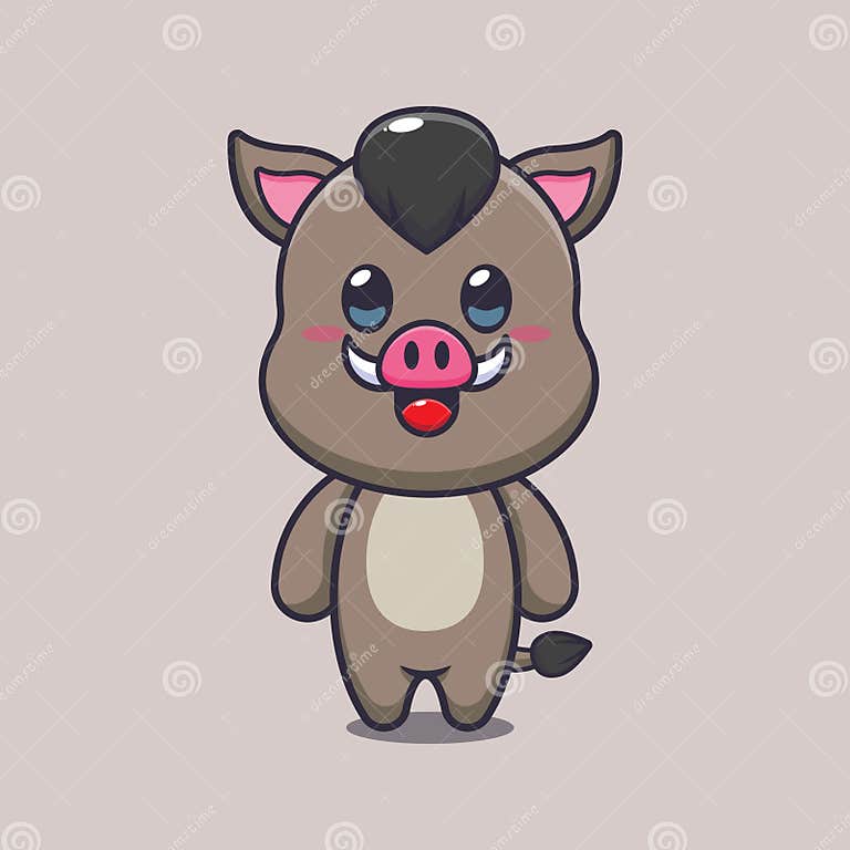 Cute Boar Cartoon Vector Illustration. Stock Vector - Illustration of ...