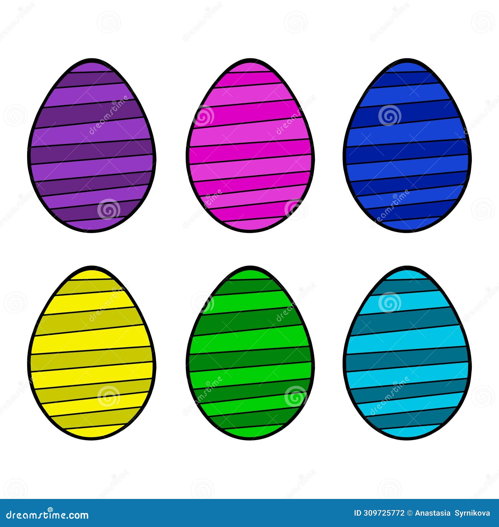 Vector Colored Easter Eggs. Set of Colored Striped Eggs. Stock Vector ...