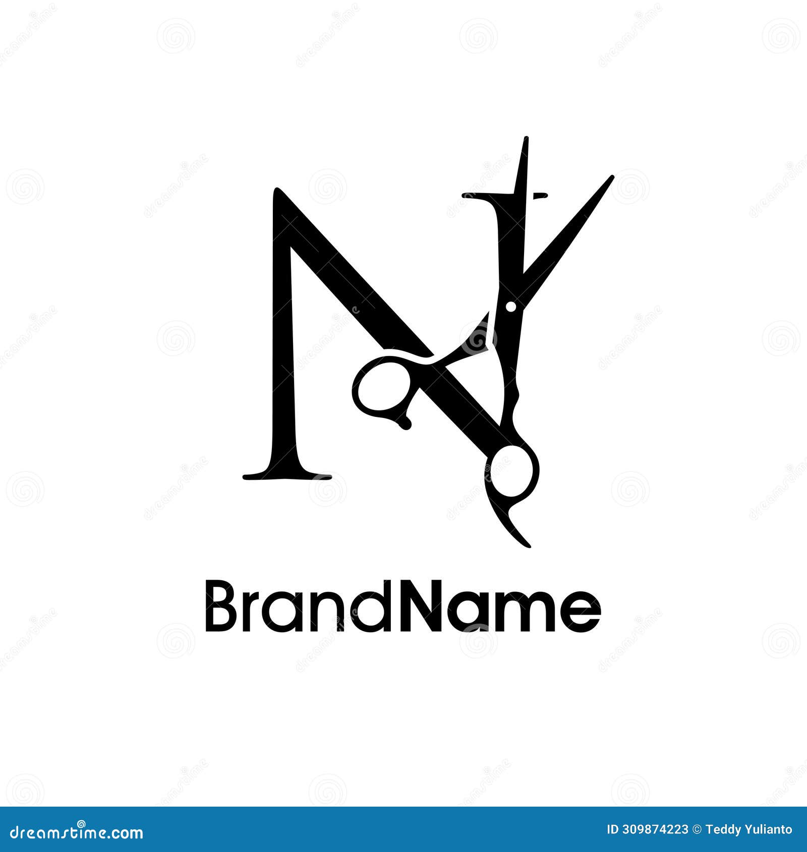 Modern and Luxury Initial N Scissors Logo Stock Vector - Illustration ...