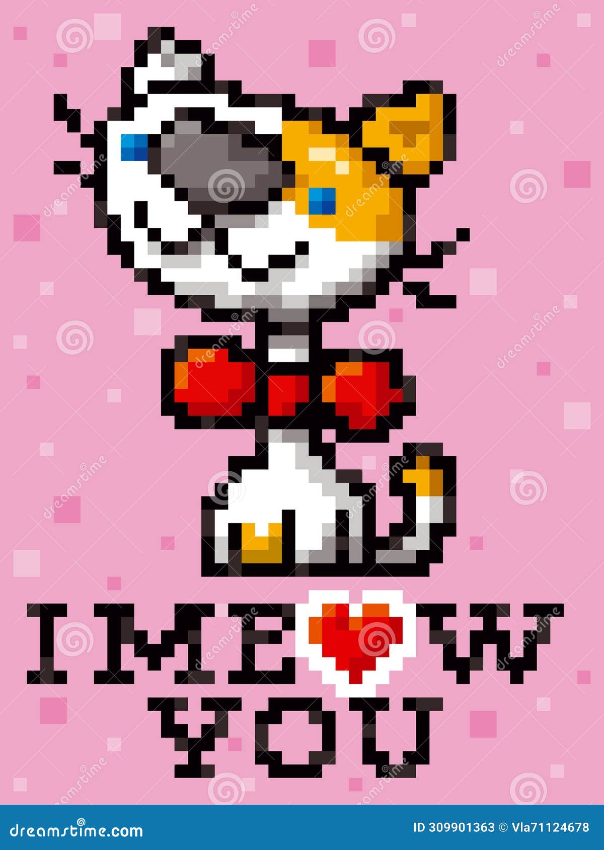 Proposal Card Design with Cat with Red Bow Tie Stock Illustration ...