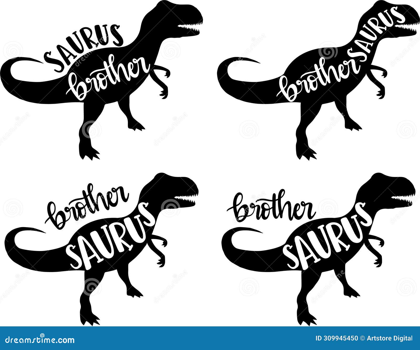 Brother Saurus Rex Quote. Fun Handdrawn Dinosaur Style Lettering Vector ...