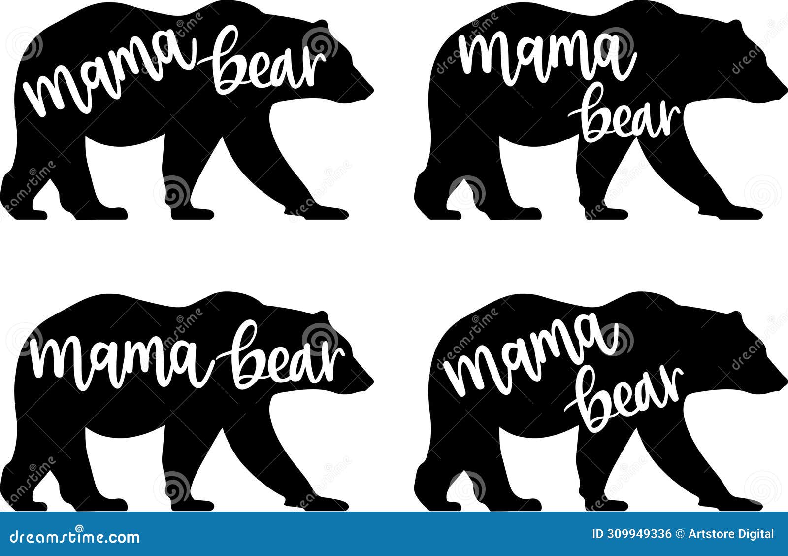 Mama Bear, Bear Cut File, Bear Family Vector Illustration File Stock ...