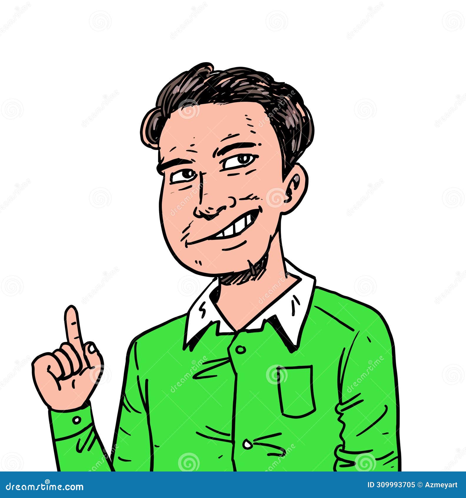 Plain Shot Illustration of an Adult Man Pointing His Finger Up while ...