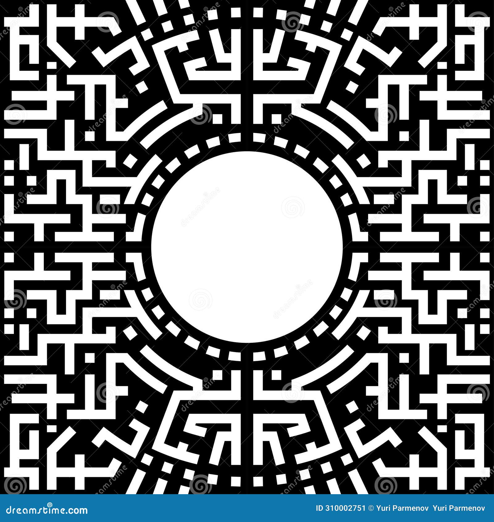 Black and White Abstract Graphic Chinese Pattern. Square Geometric ...