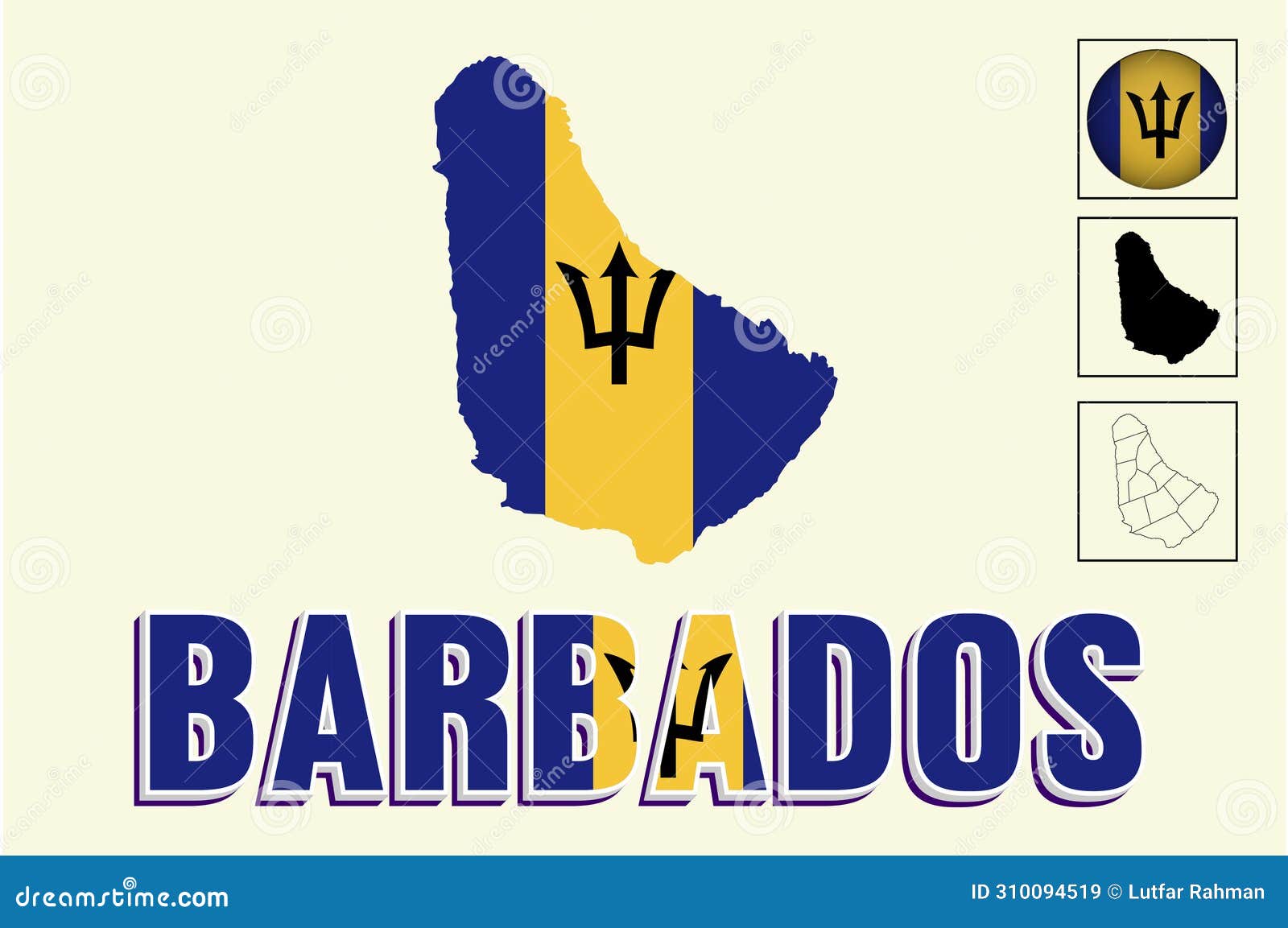Barbados Flag and Map in a Vector Graphic Stock Vector - Illustration ...