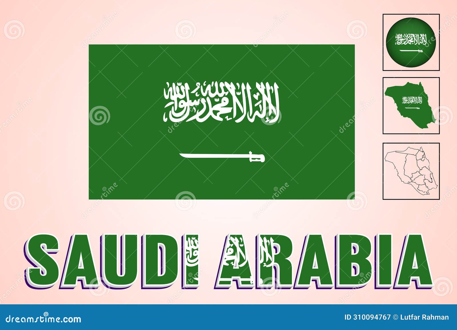 Saudi Arabia Flag and Map in a Vector Graphic Stock Vector ...