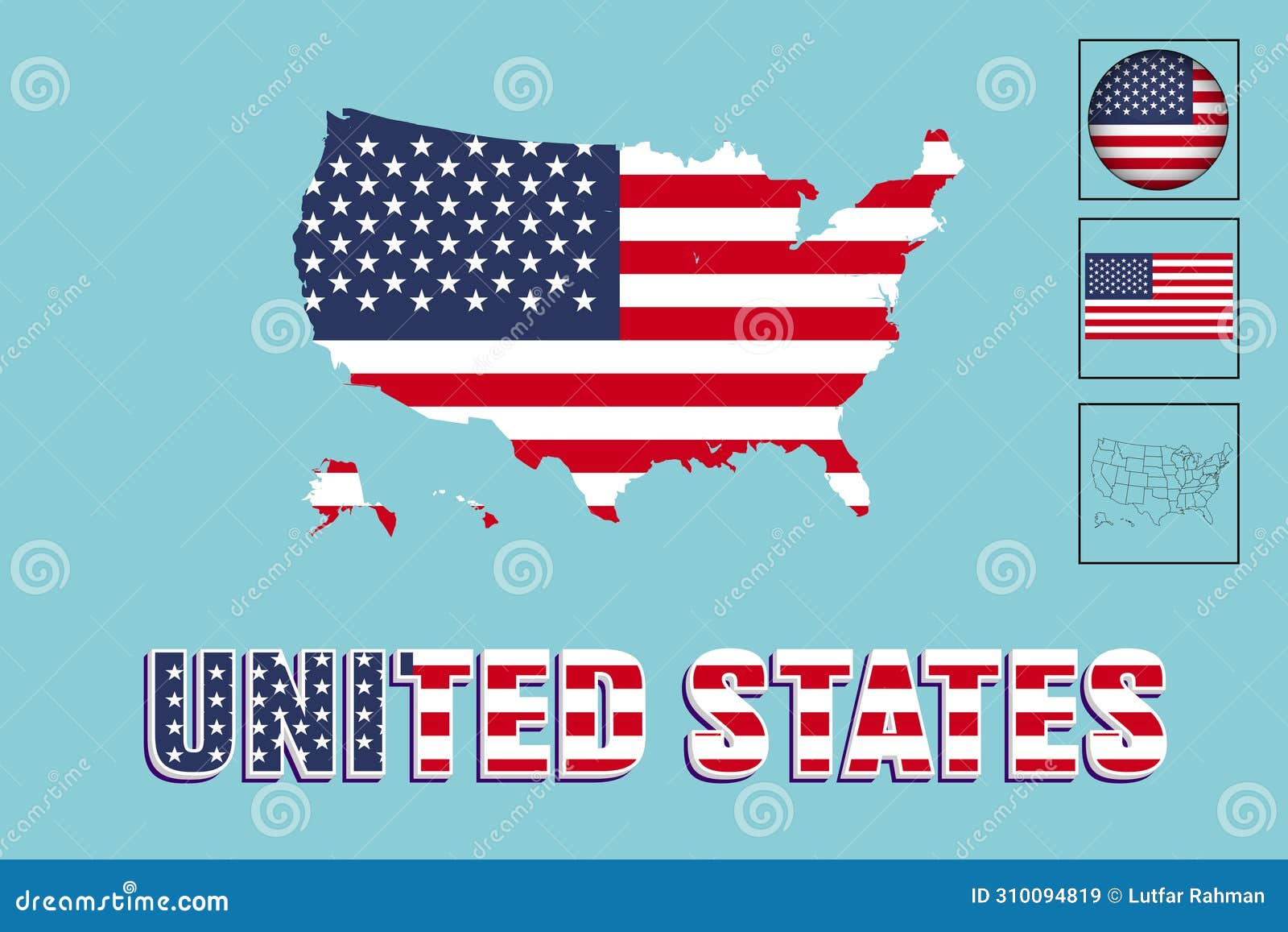 United States Map and United States Flag Vector Drawing Stock Vector ...