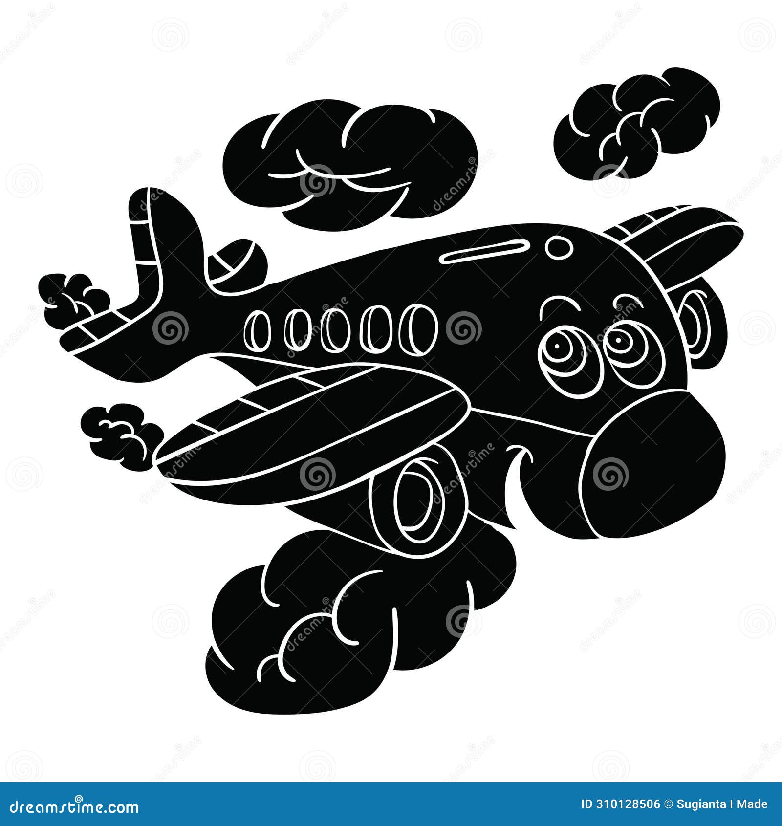 Funny plane cartoon vector stock vector. Illustration of color - 310128506