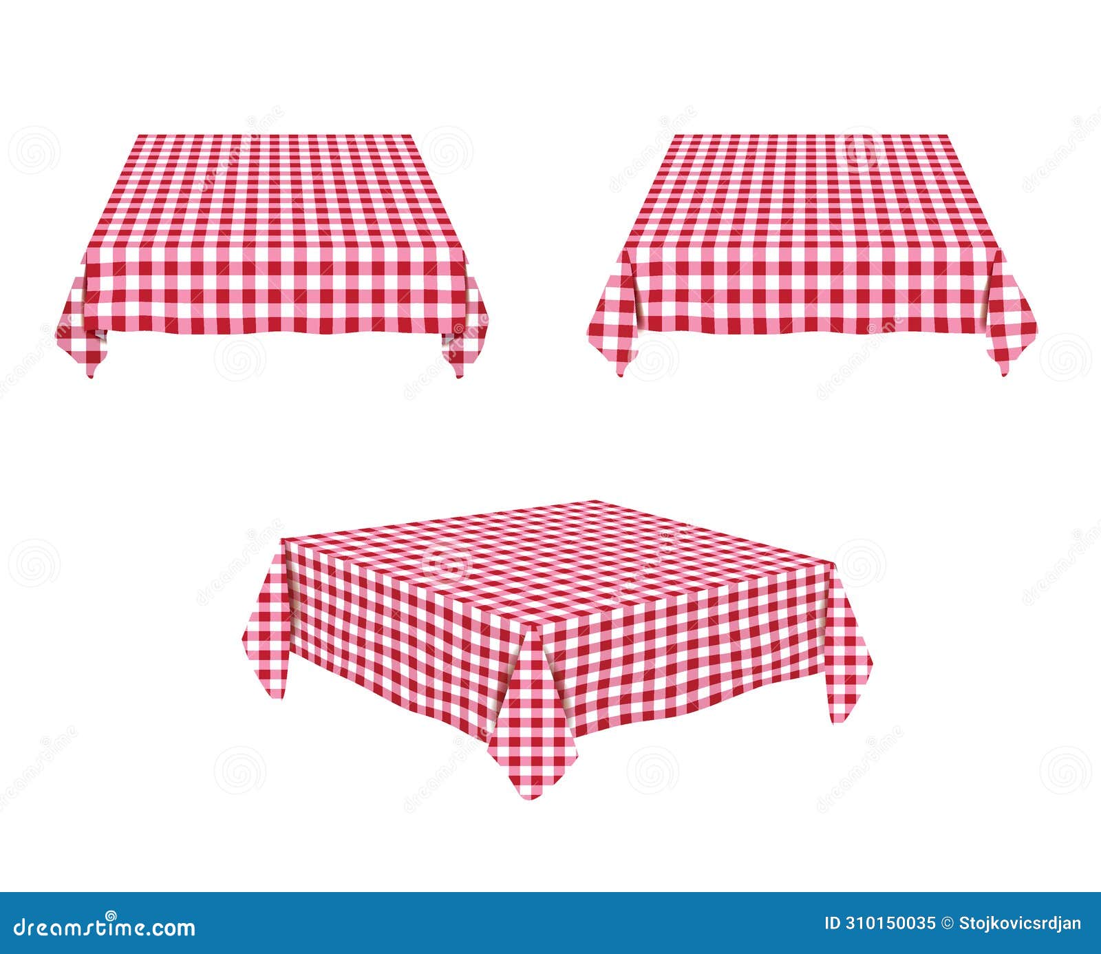 Empty Red and White Checkered Tablecloth Stock Vector - Illustration of ...