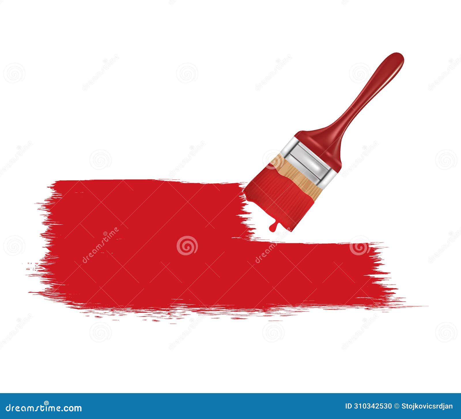 Red Paint Brush with Brush Strokes on the Wall Stock Vector ...