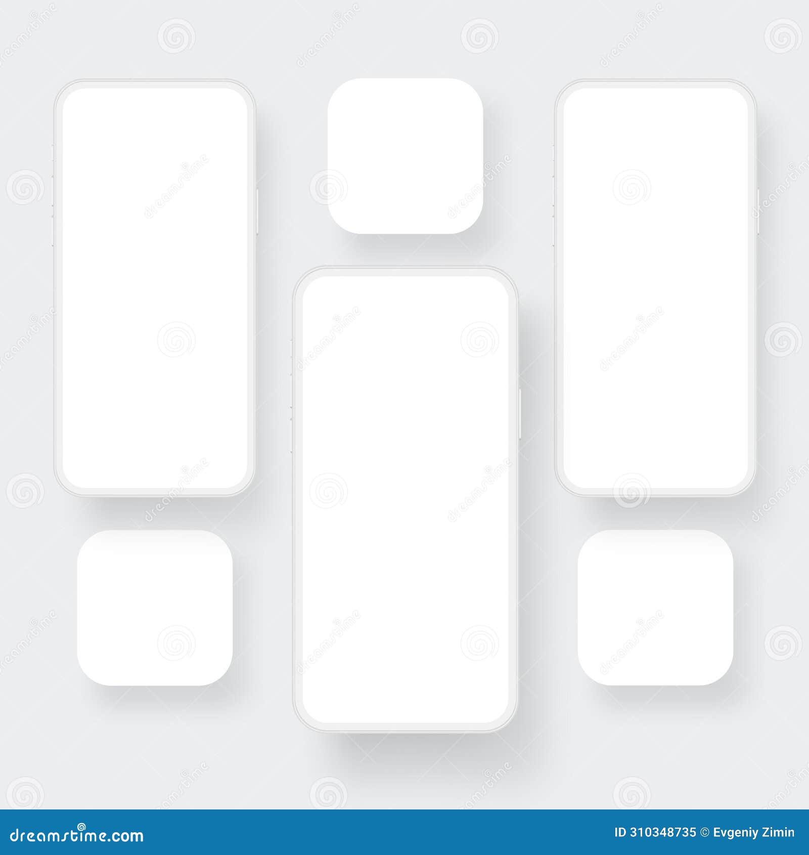 Clay Smartphone Screens with Blank App Icons for Apps Designs Showcase ...