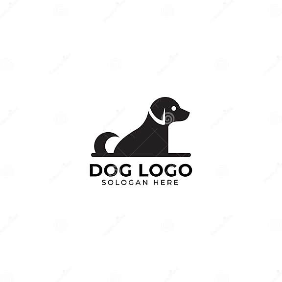 Black Dog Logo Design Template on White Background Stock Vector ...