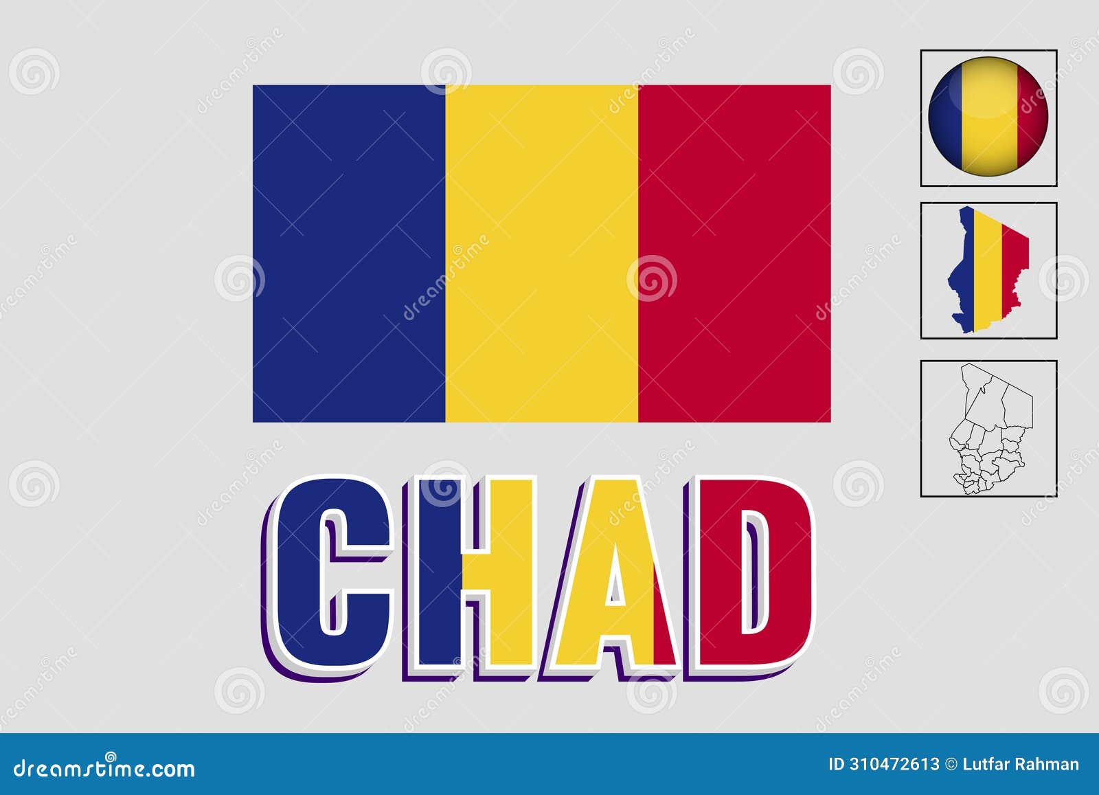 Chad Flag and Map in a Vector Graphic Stock Vector - Illustration of ...