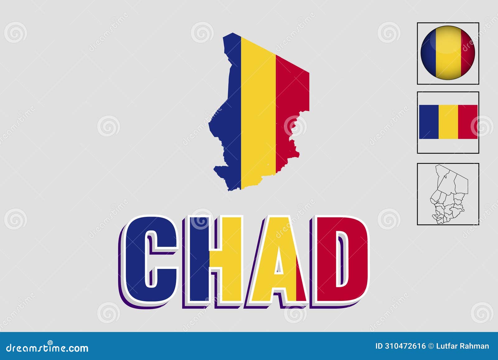 Chad Flag and Map in a Vector Graphic Stock Vector - Illustration of ...