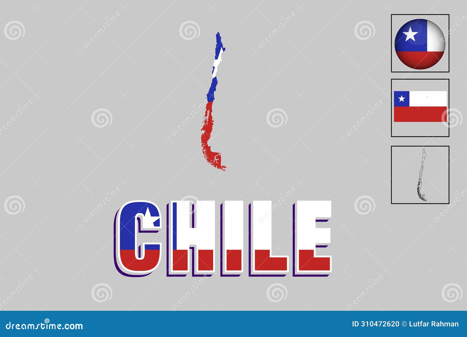 Chile Flag and Map in a Vector Graphic Stock Vector - Illustration of ...