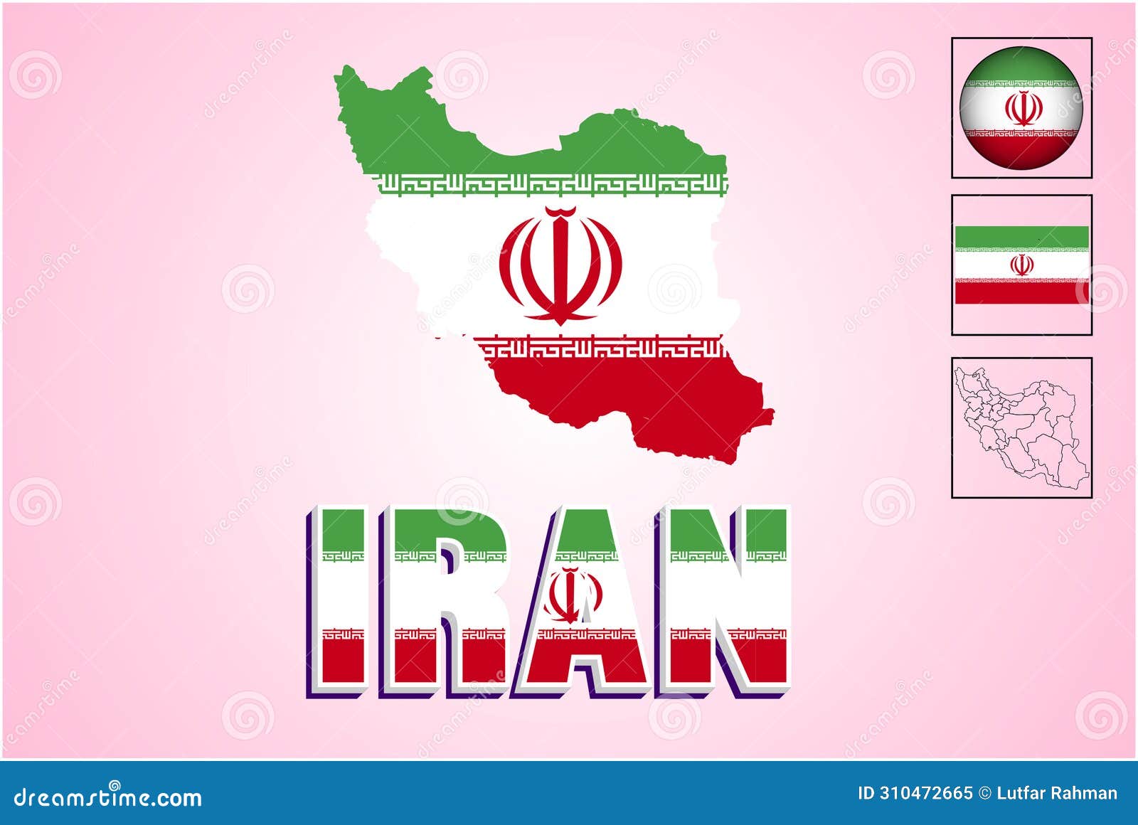 Iran Flag and Map in a Vector Graphic Stock Vector - Illustration of ...