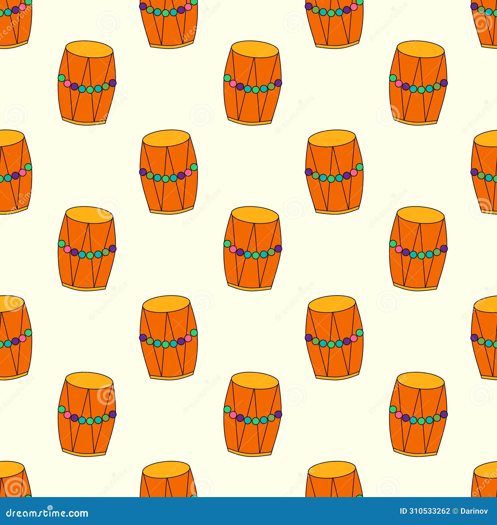 Seamless Pattern with Holi Drums Dhol Element. Design for Celebration ...