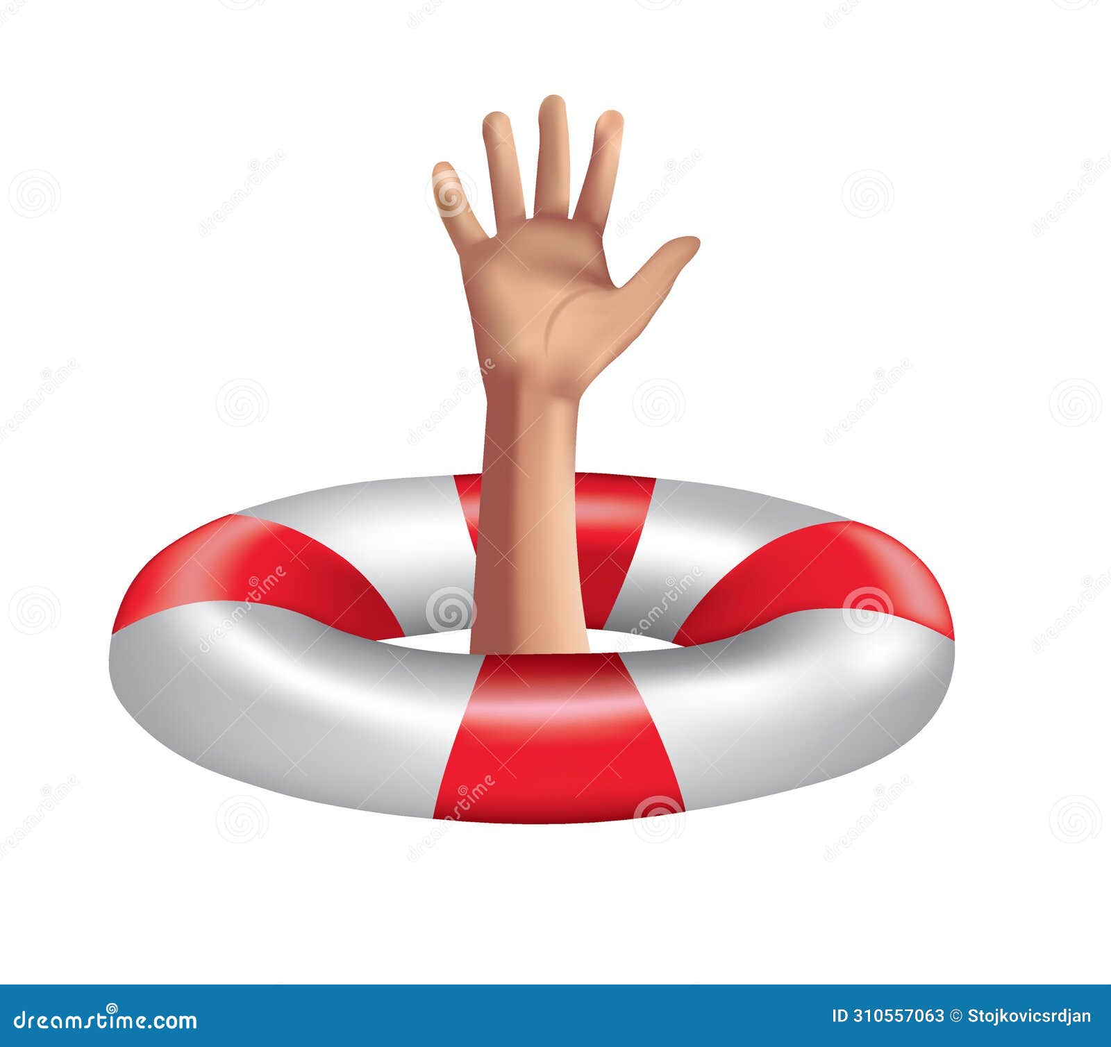 Hand Inside Float Ring. Drowning Concept Stock Vector - Illustration of ...