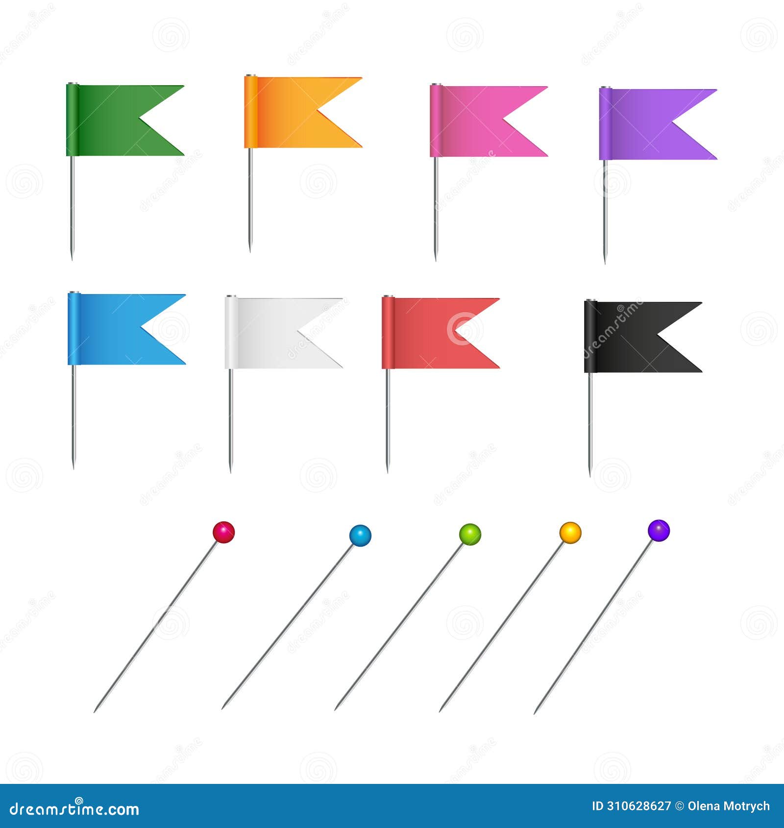 Vector Set with Pins and Pin Flags. Stock Vector - Illustration of ...
