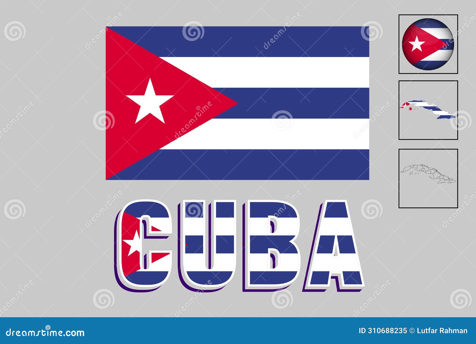 Cuba Flag and Map in Vector Illustration Stock Vector - Illustration of ...