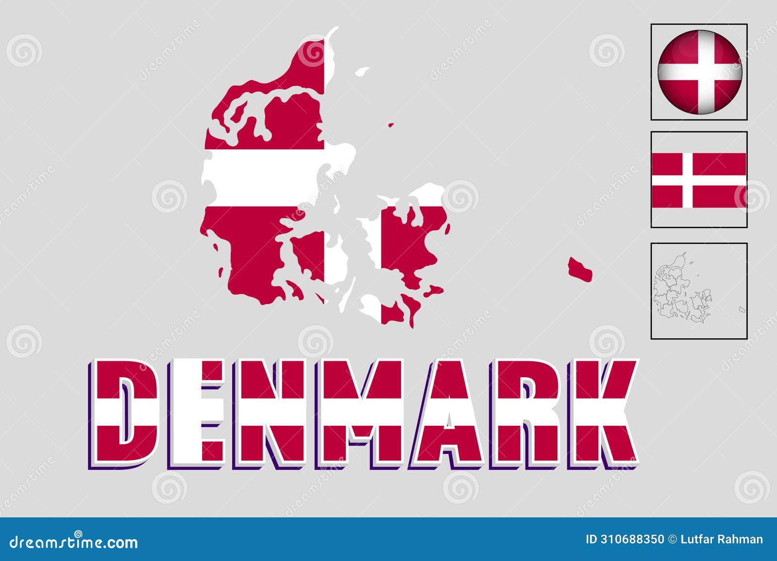 Denmark Flag and Map in Vector Illustration Stock Vector - Illustration ...