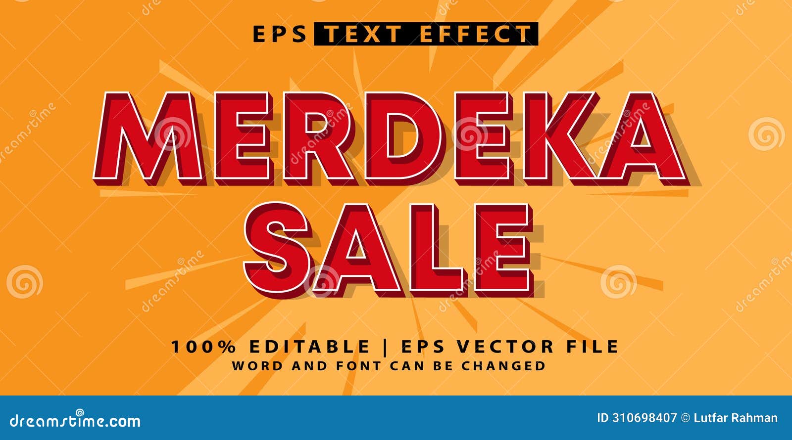 Merdeka Sale Editable 3D Text Effect 3d Text Mockup Stock Vector ...