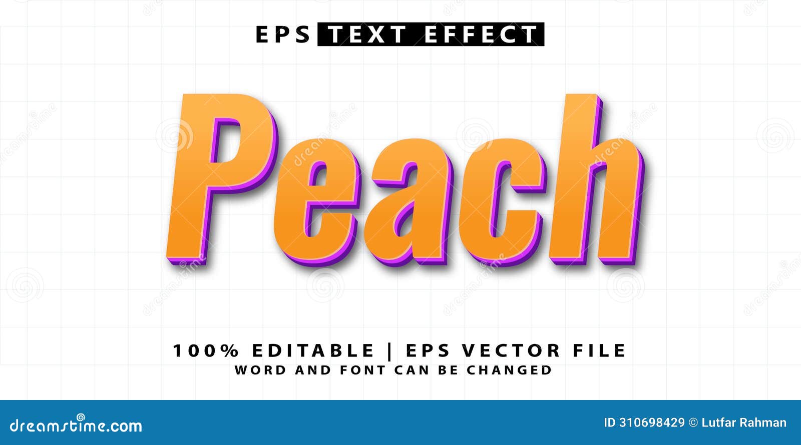 Peach Editable 3D Text Effect 3d Text Mockup Stock Vector ...