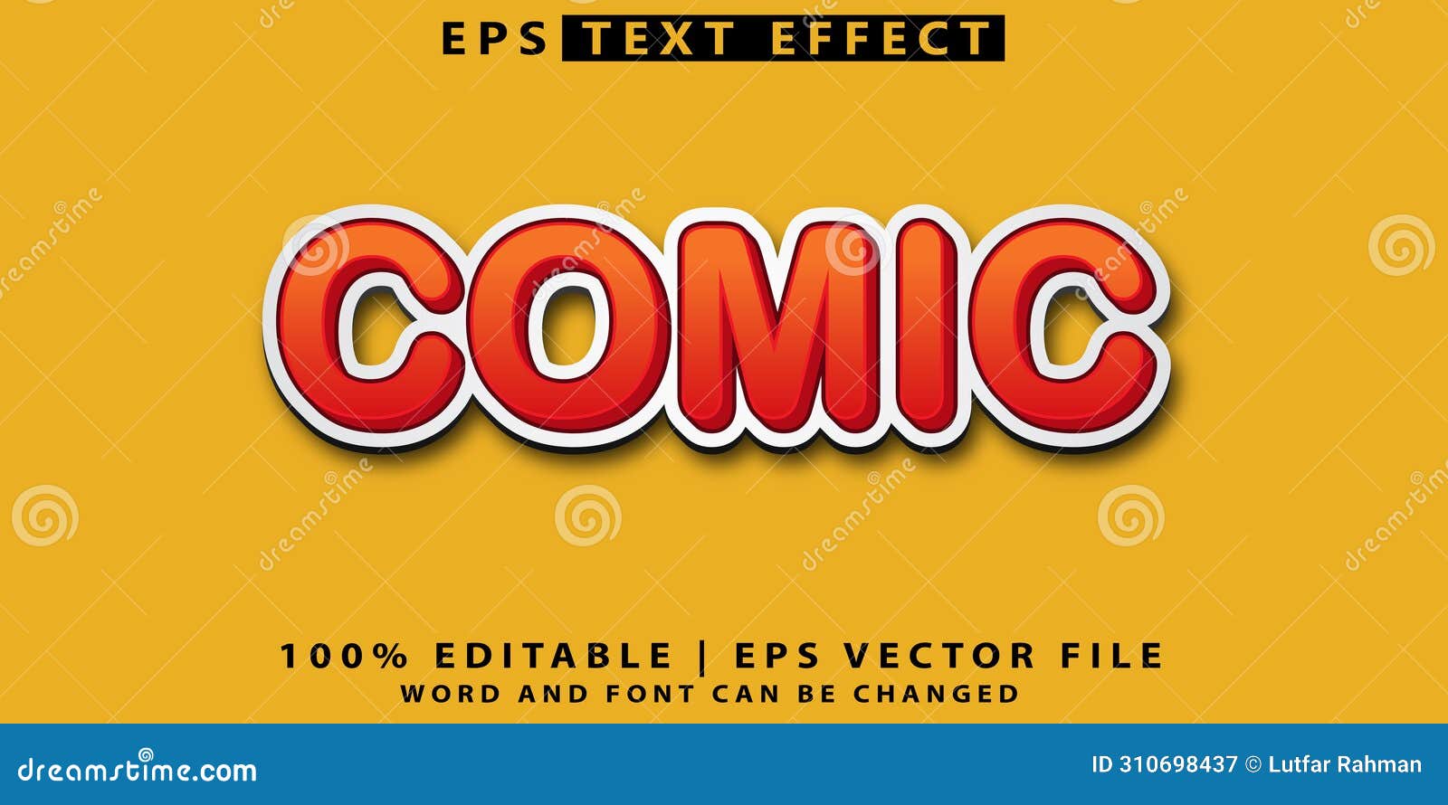 Comic Editable 3D Text Effect 3d Text Mockup Stock Vector ...
