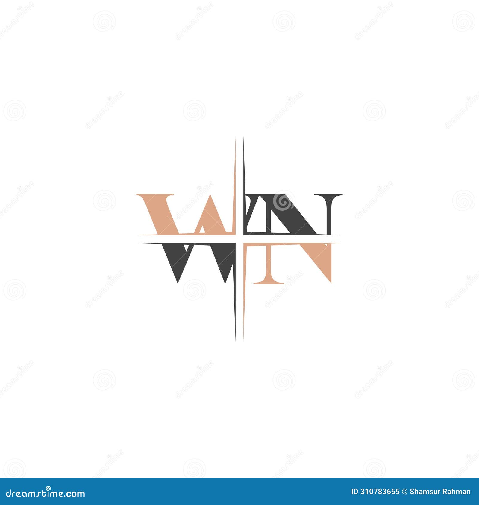 Alphabet Initials Logo WN, NW, W and N Stock Vector - Illustration of ...