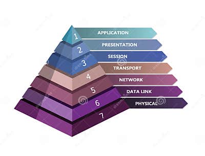 7 Layer OSI Network Model Presented in Pyramid Stock Vector ...