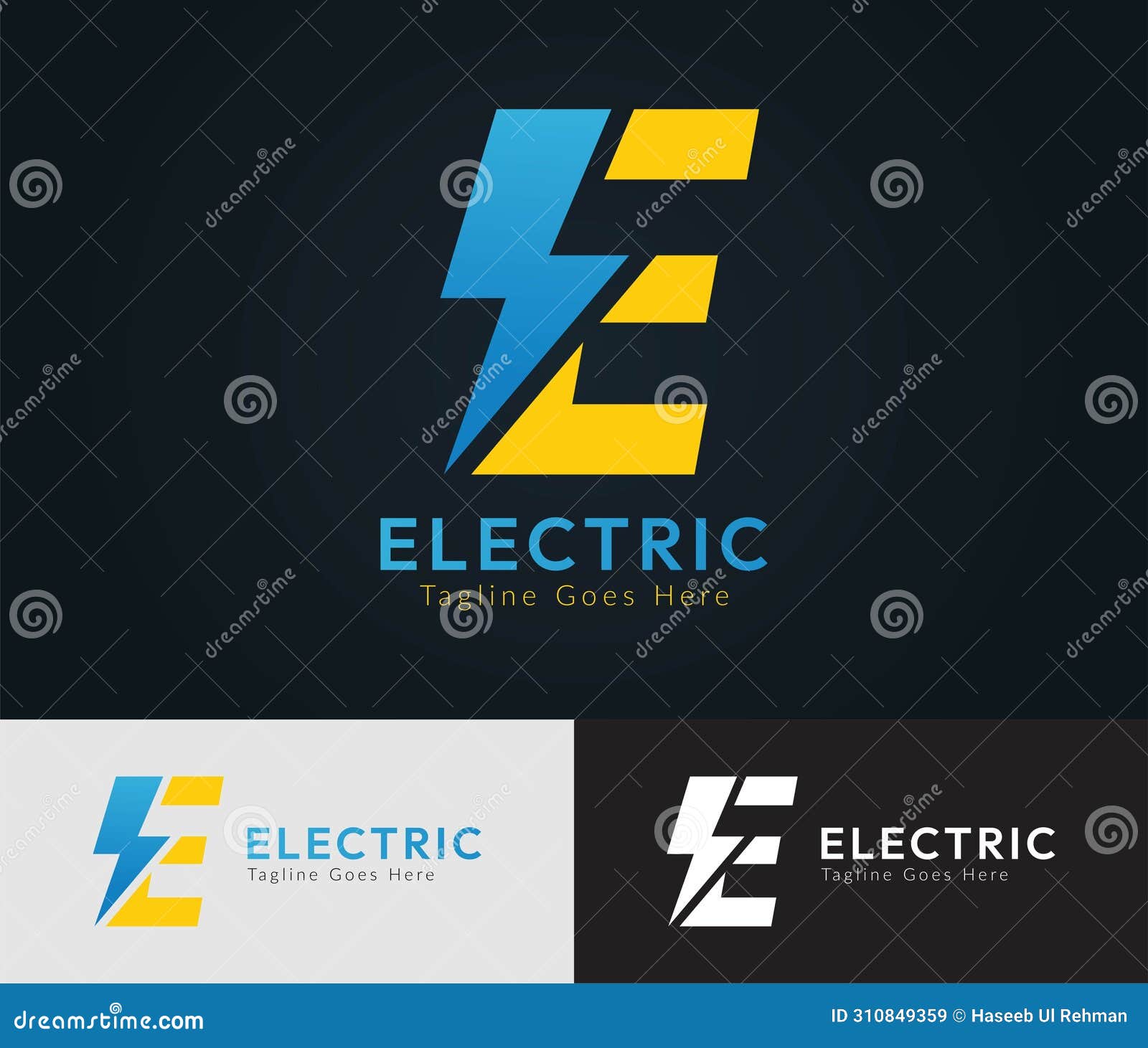 Electric Logo Template, Initial E Letter with Lightning Bolt Logo ...
