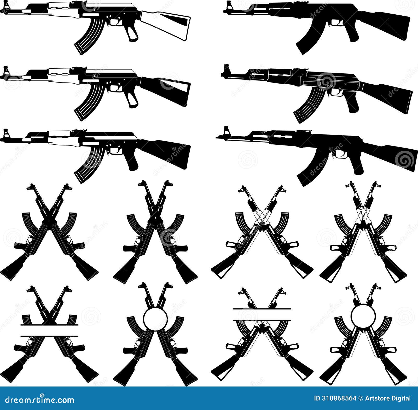 Ak47 Silhouette Red Stop Symbol. Kalashnikov Assault Rifle Ban Sign. No Russian Machine Gun Icon ...
