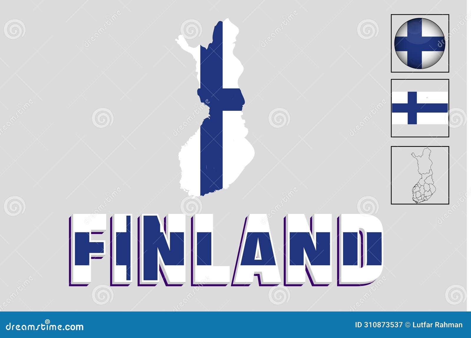 Finland Flag and Map in a Vector Graphic Stock Vector - Illustration of ...