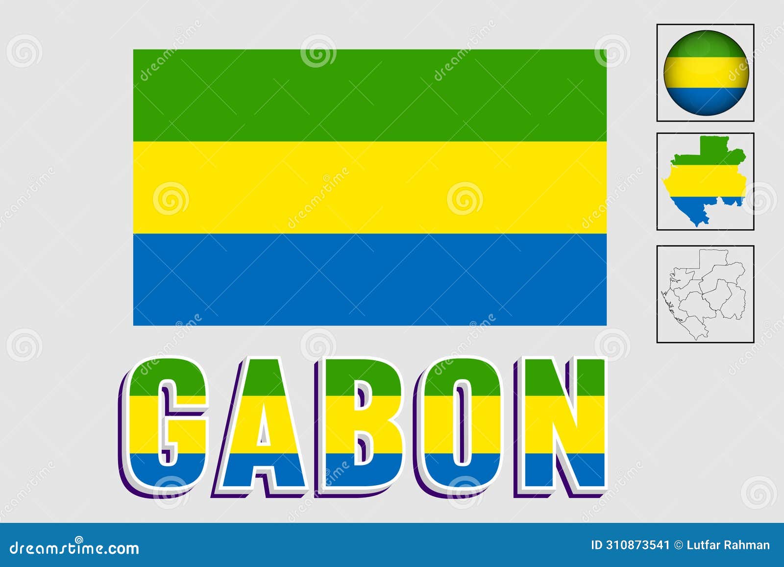 Gabon Flag and Map in a Vector Graphic Stock Vector - Illustration of ...