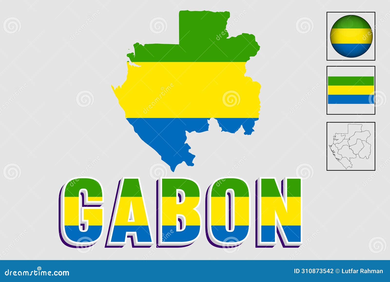 Gabon Flag and Map in a Vector Graphic Stock Vector - Illustration of ...