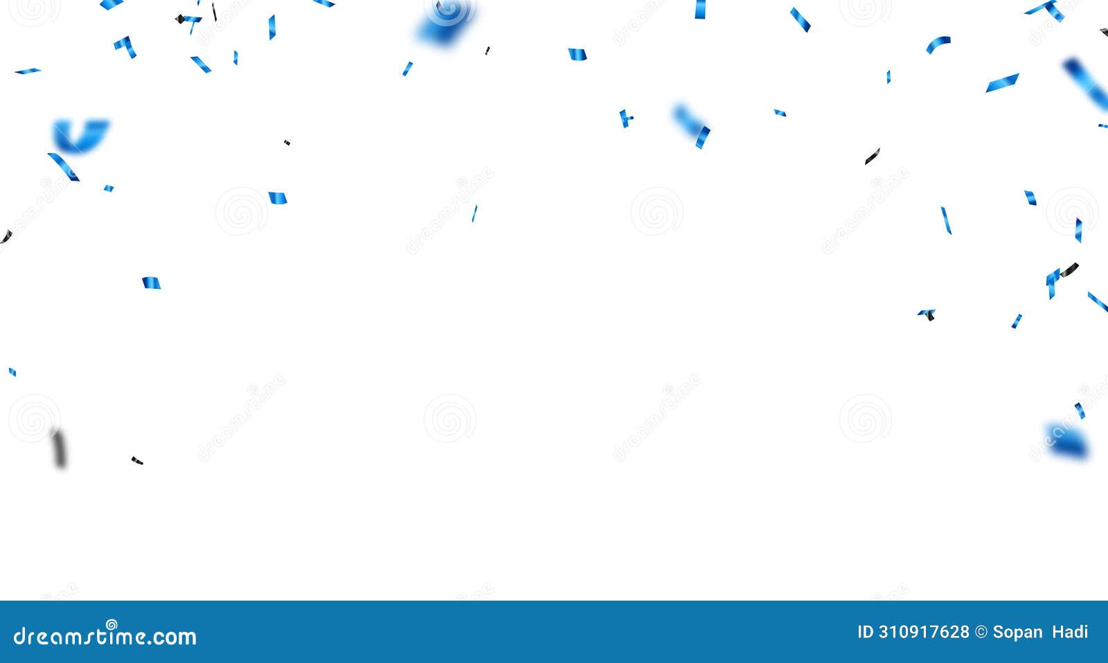 Blue Confetti and Ribbon Banner, Isolated on Transparent Background ...