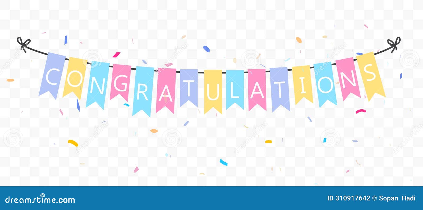 Congratulations Banner with Colorful Pastel Color Bunting Flags Stock ...