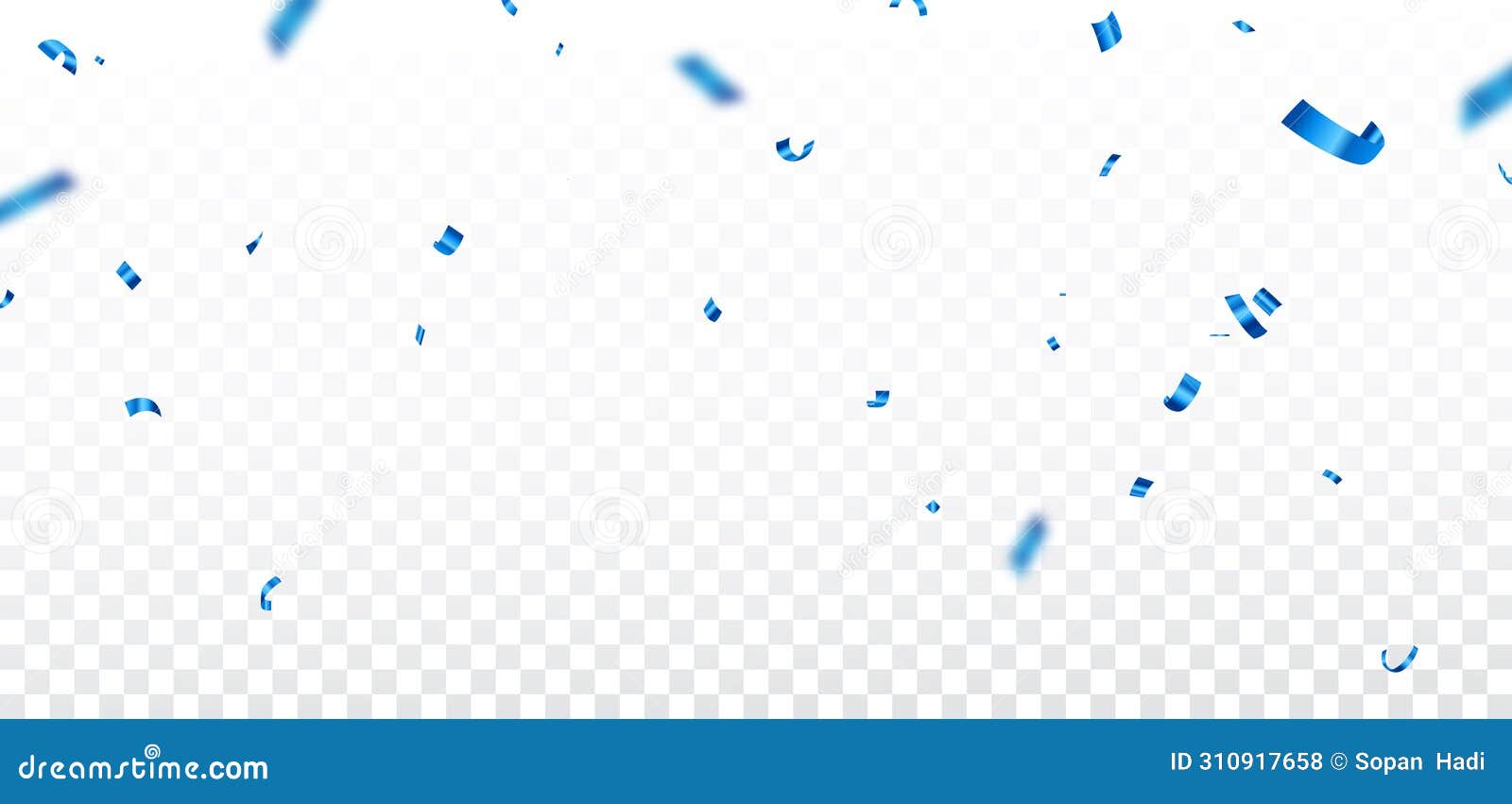 Blue Confetti and Ribbon Banner, Isolated on Transparent Background ...